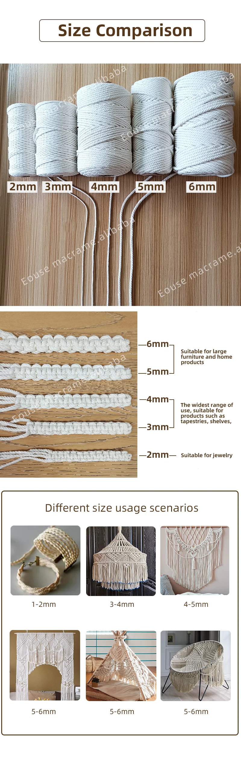 Modern Bali Macrame Hand Woven Decor Geometric Wall Art Cotton Thread ...