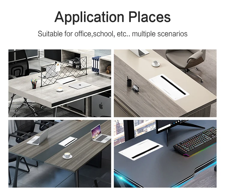 Aluminium Table Wire Manager Rectangular Brush Wire Cable Table Hole ...