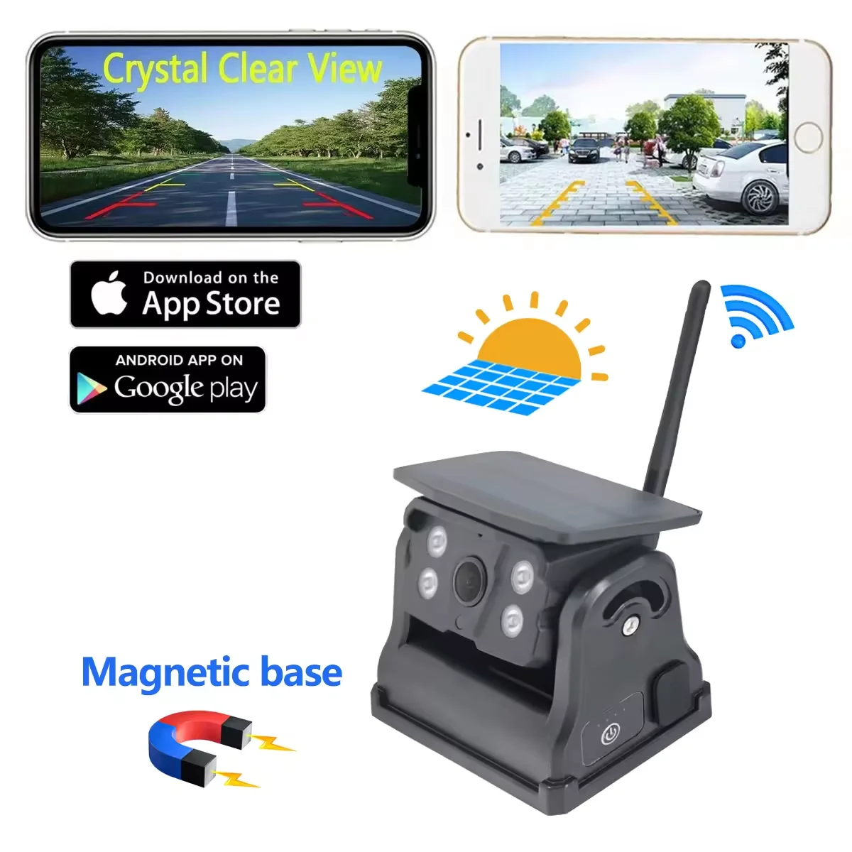 WiFi HD with Solar Panel 300M Wireless Bus Van Truck RV Car DVR Front ...