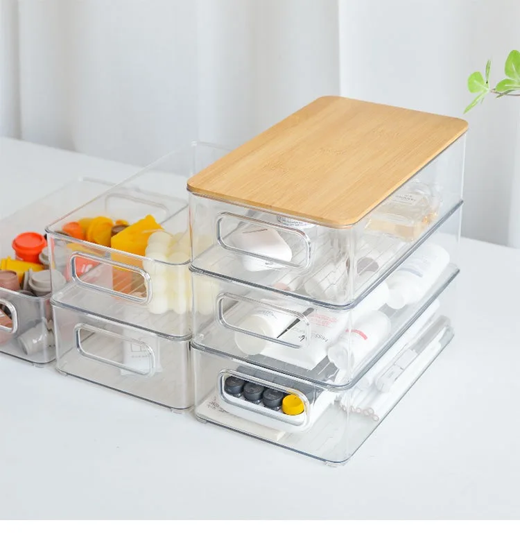 High Quality Indoor Portable Multifunction Bamboo Clear Plastic Storage ...