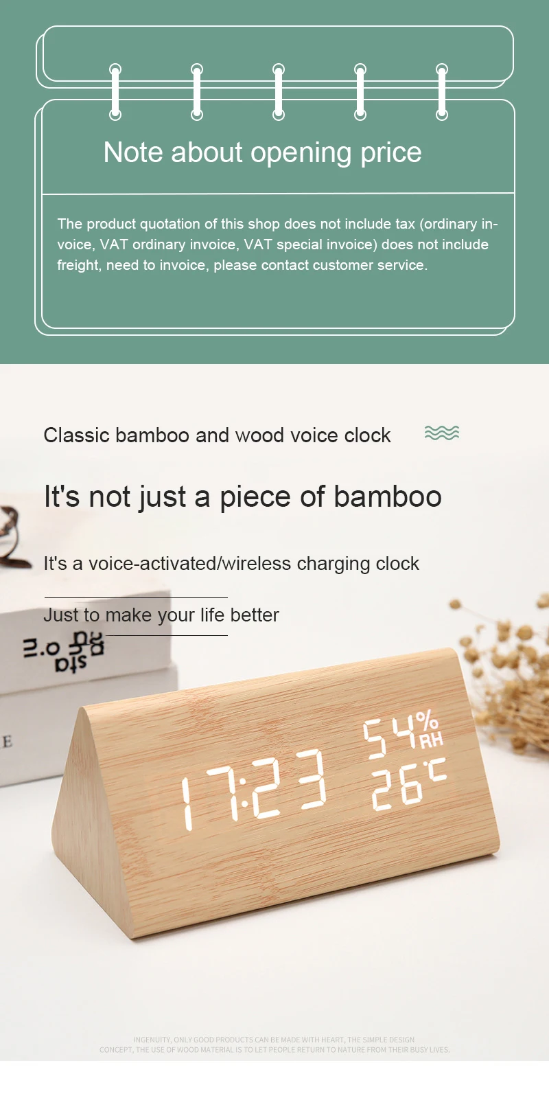 Trending Products On Table Alarm Clock Triangle Multifunction Temperature Humidity Wooden ...