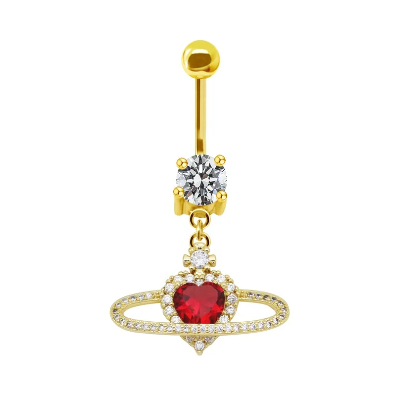 Gaby New Sexy Navel Belly Ring Heart Design Dangle Belly Ring Navel ...