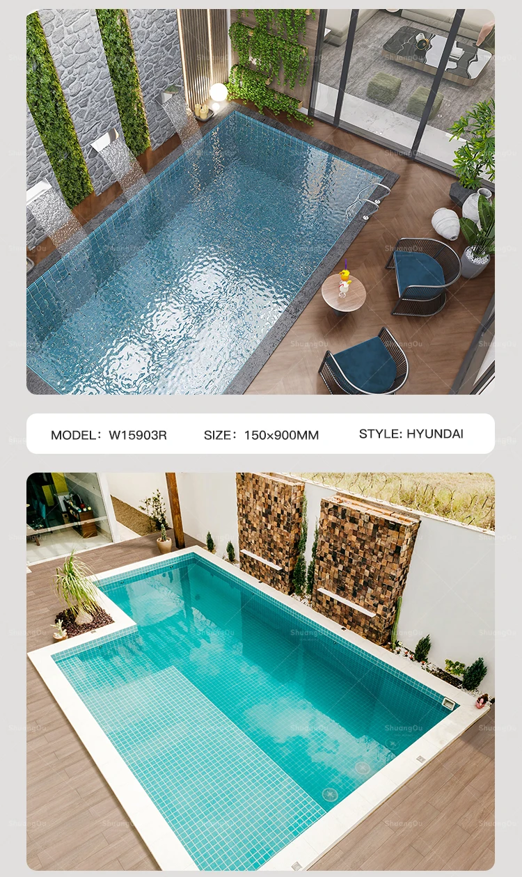 R12 Wooden Texture Rustic Ceramic Outdoor Swimming Pool Swimming Pool ...