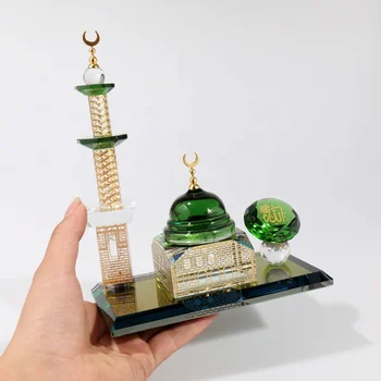 Mh-g0666 Crystal Kabba Makkah Mecca Clock Tower Crystal Glass Figurine ...