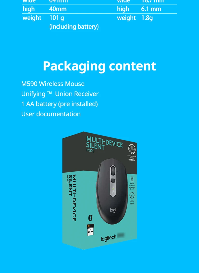 Stock Original Logitech M590 Wireless Mouse For Laptop Esports Office Dual Model Black - Buy ...