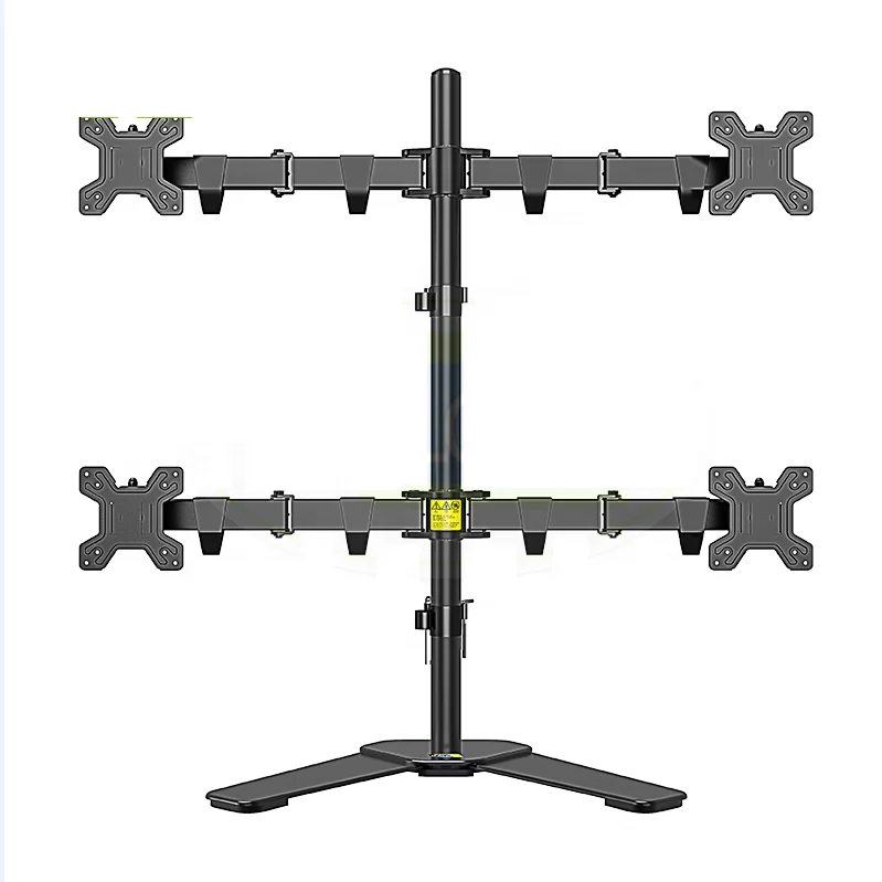 Height Adjustable Four Monitor Stand With Desk Clamp Full Articulation ...
