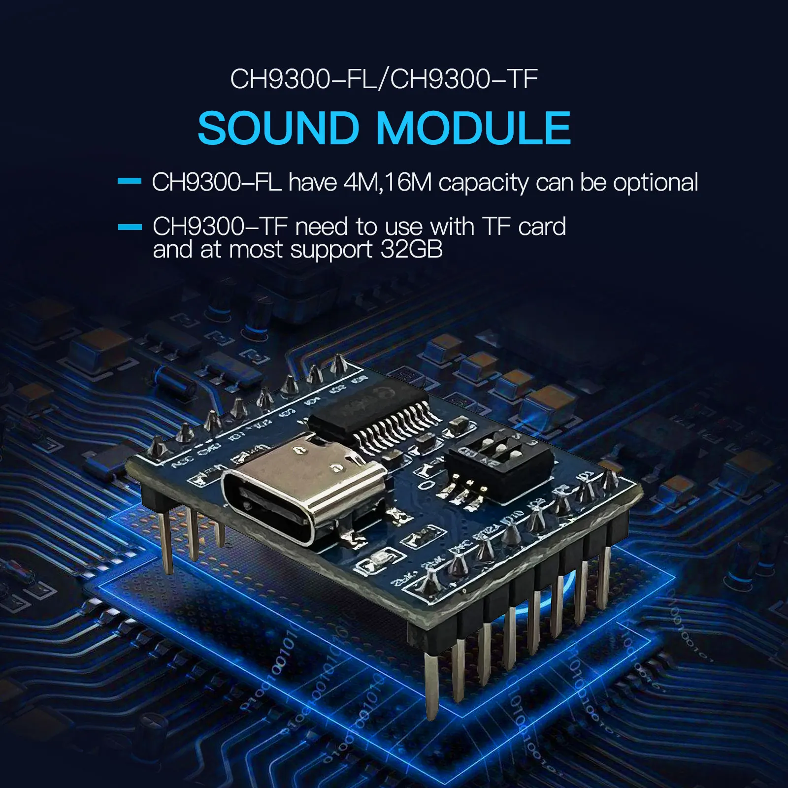 CH9300 MP3 Player Voice Module - 4MB/16M TF Card USB Downloadable