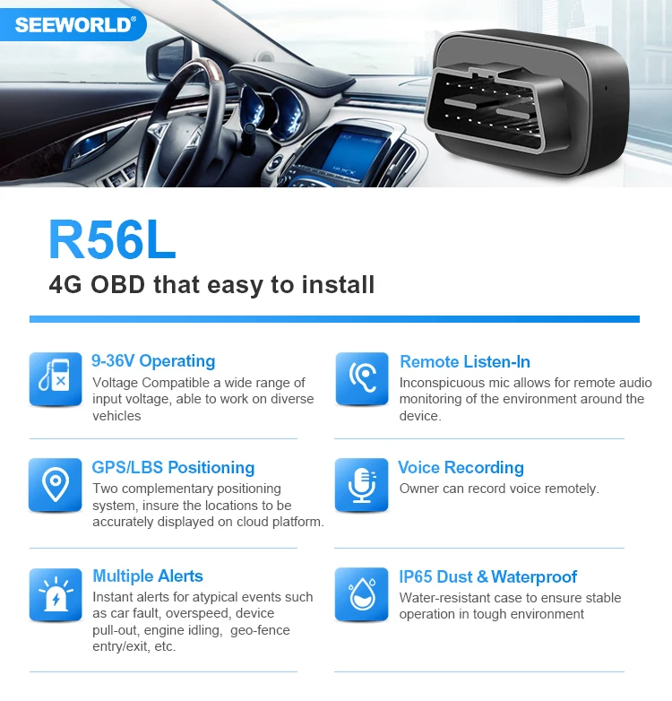R56l Obd2 4g Lte Gps Module Obd Tracker Engine Lock Support Remote ...