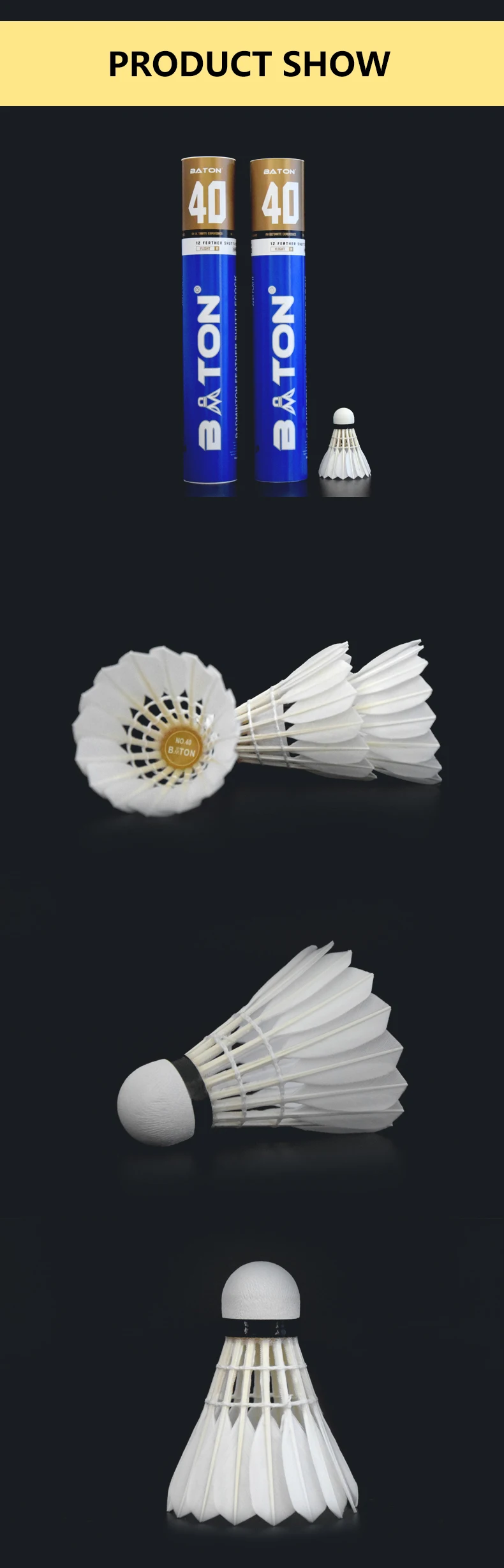 Cheap Badminton Shuttlecock NO.40 - Professional Grade Goose Feather ...