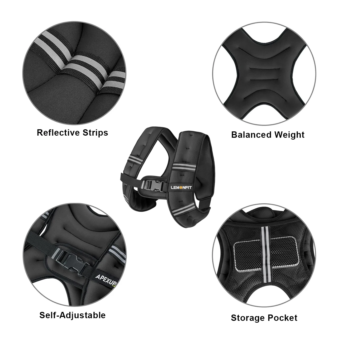 Reflective Stripe 6LB/8LB/12LB/16LB/20LB/25LB/30LB Weighted Vest for ...