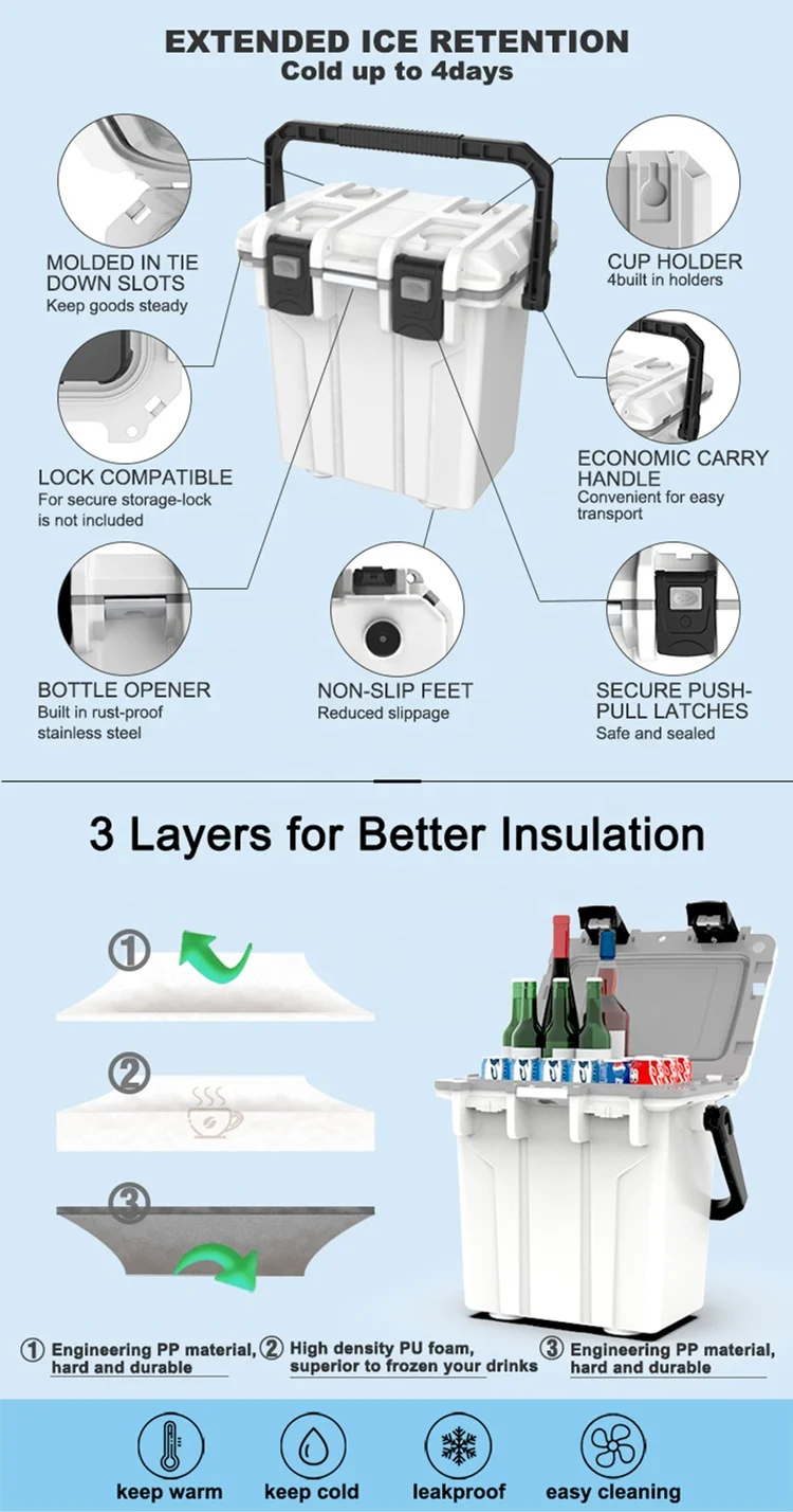 Portable Cooler Box Insulated Box 12l 13.5l 16l 20l 50l 70l 90l Cooling ...