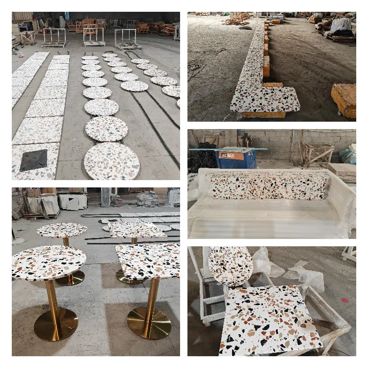 Modern Cafe Out Restaurant Dining Table - Terrazzo Stone