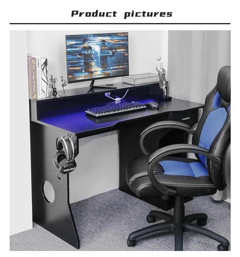 Home Office Led Lights Pc Table Gaming Computer Table Pc L Shape Gaming ...