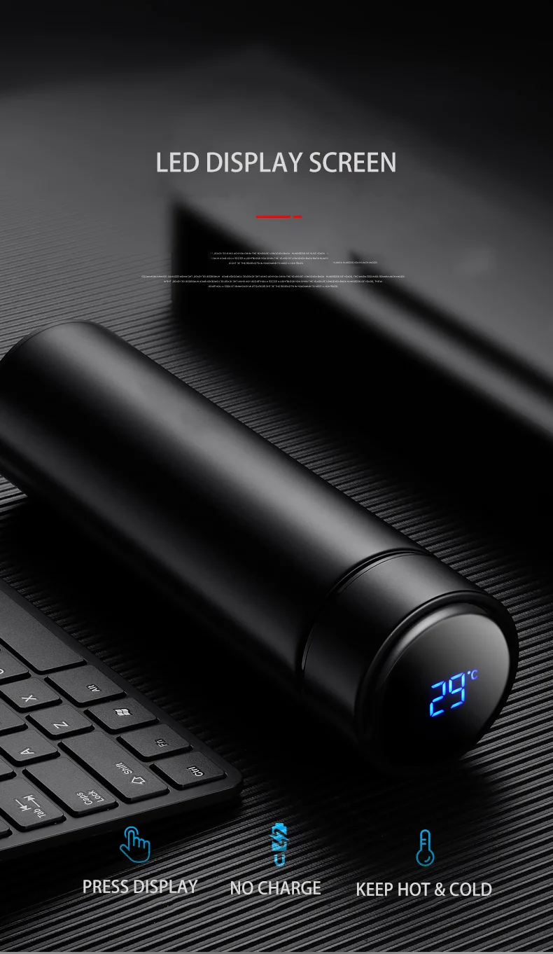 New Products 17oz Stainless Steel Thermos Water Bottle Touch Led ...