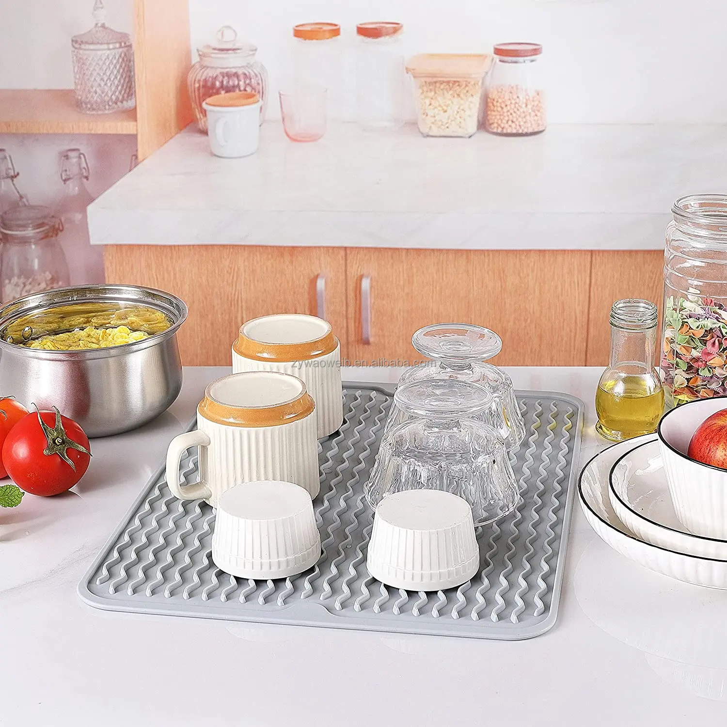 Silicon Dish Drying Mat Heat Resistant Drying Mat For Kitchen Counter ...