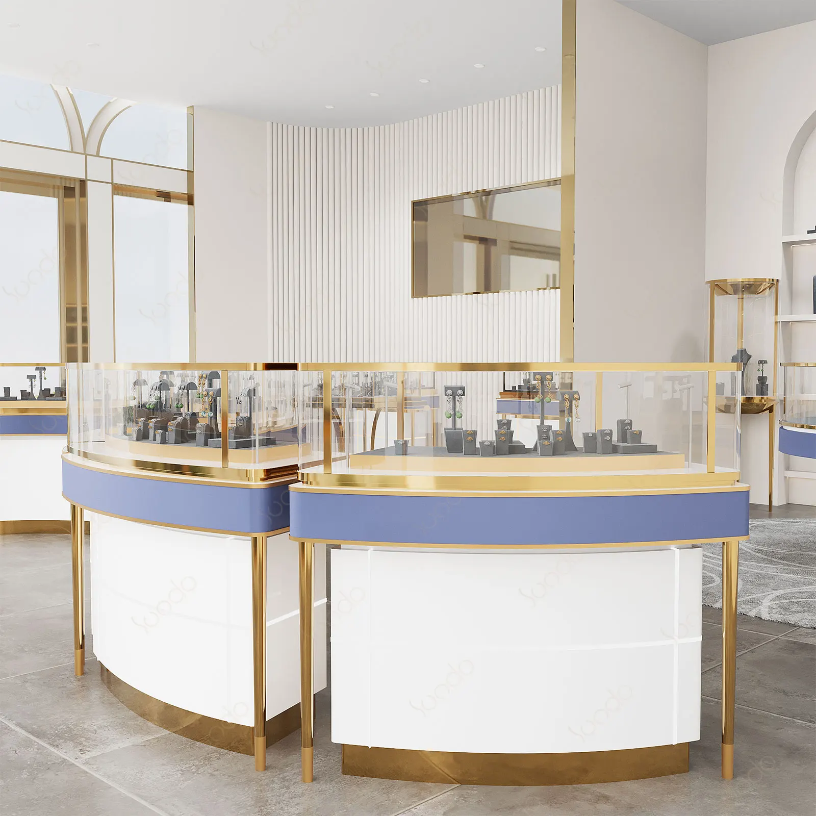 Luxury Jewelry Display Counter - Suede Props Set for Window Show