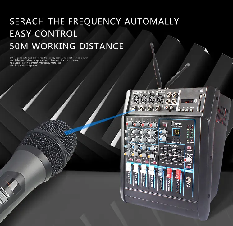 4 Channels DJ Power Amplifier 4 6 8 Channels Audio Mixer Real 350W for ...