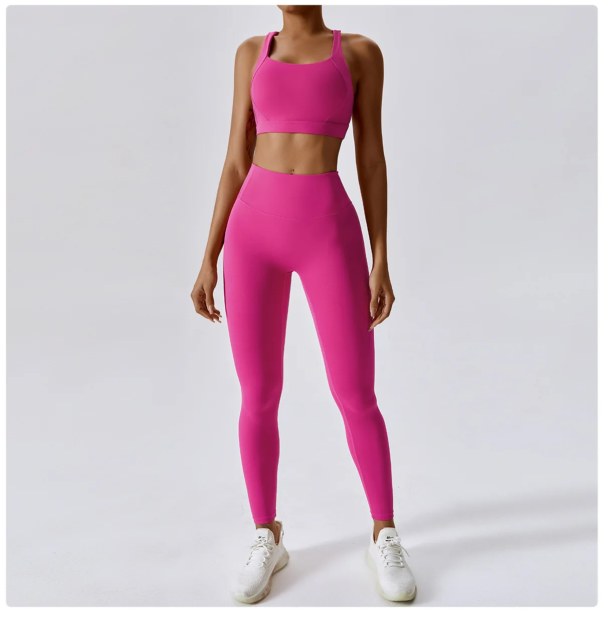 2023 Summer Workout Sets Women 2/3 Pcs Gym Fitness Activewear Barbie Pink Yoga Wear Cross Hollow ...