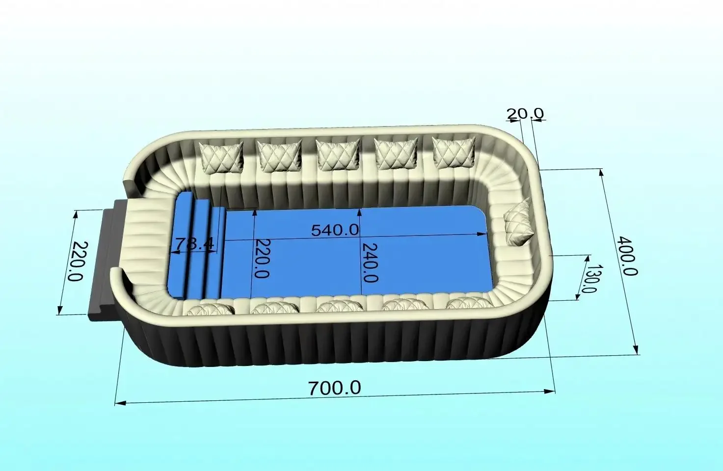 Commercial PVC Customized Swimming Pool with Portable Lounge