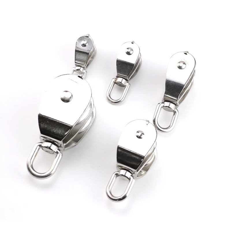 Stainless Steel Wire Rope Lifting Crane Swivel Double Sheave Pulley Block - Buy Double Pulley ...