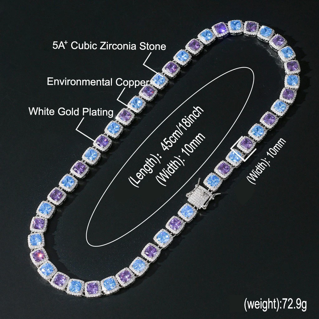 Women Hip Hop Iced Out Chain,Iced Coloured Clustered Tennis Chain - Buy ...