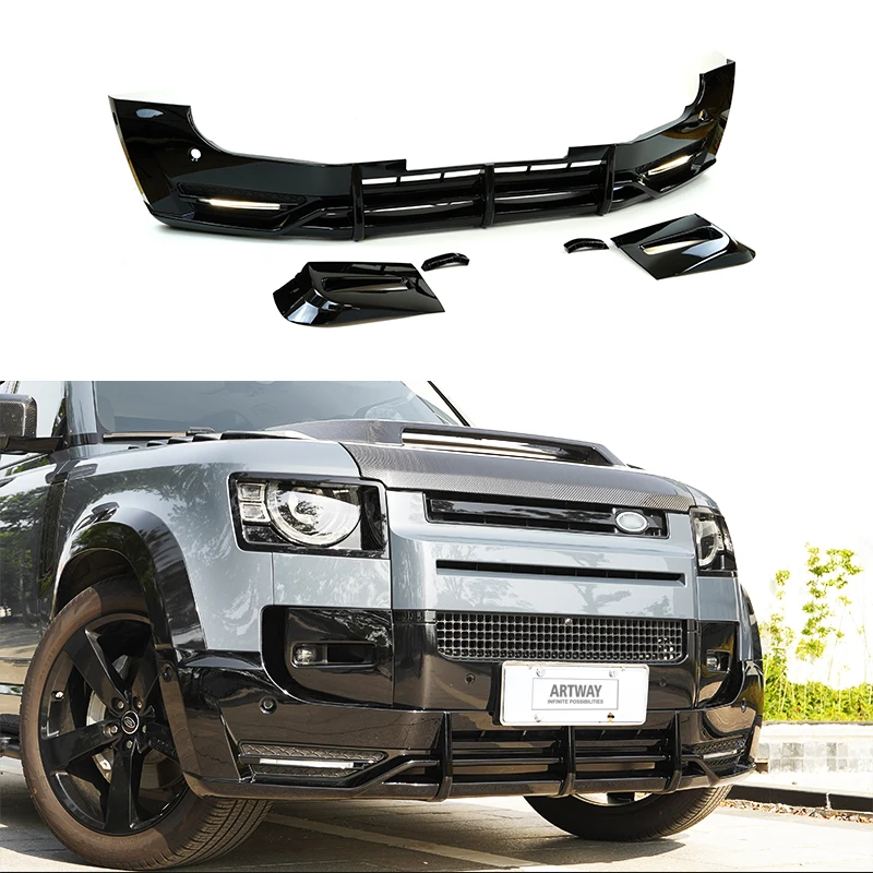 For Land Rover New Defender 90/110 Glossy Black New Style Front Bumper Lip L663 Car Front Bumper ...