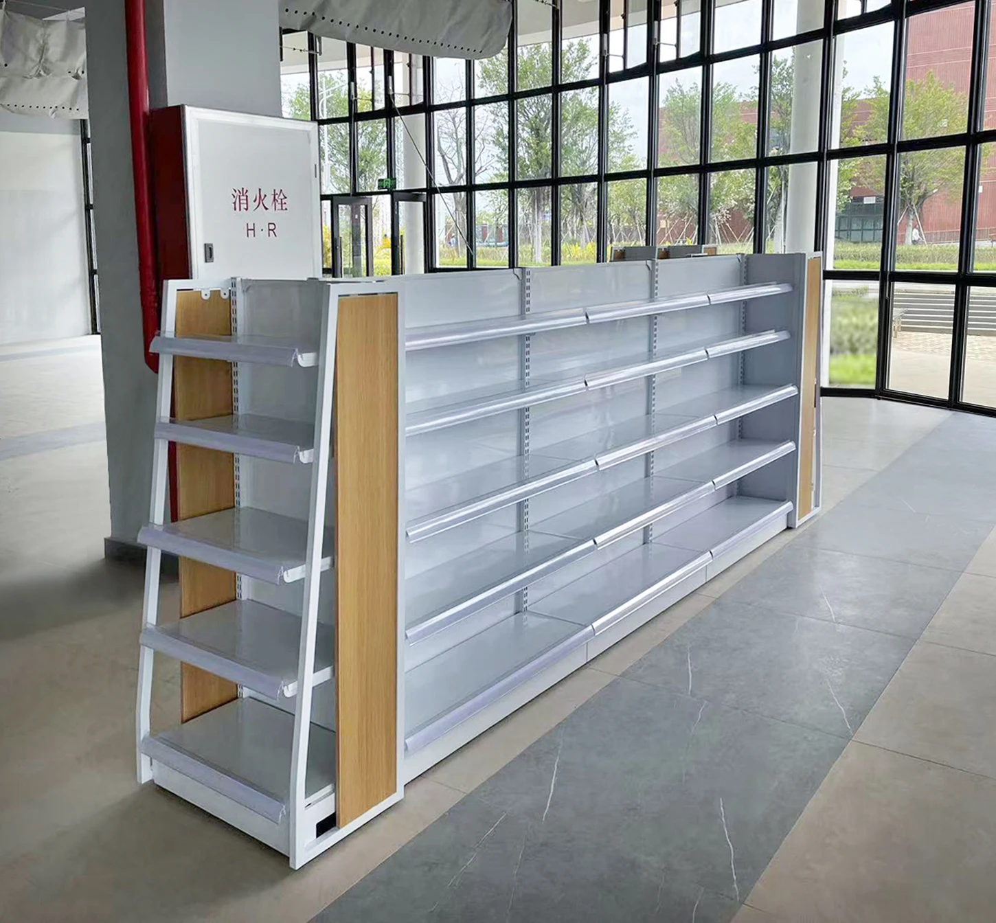 Light Duty Supermarket Gondola Shelf Retail Write Rack Metal and Wood ...