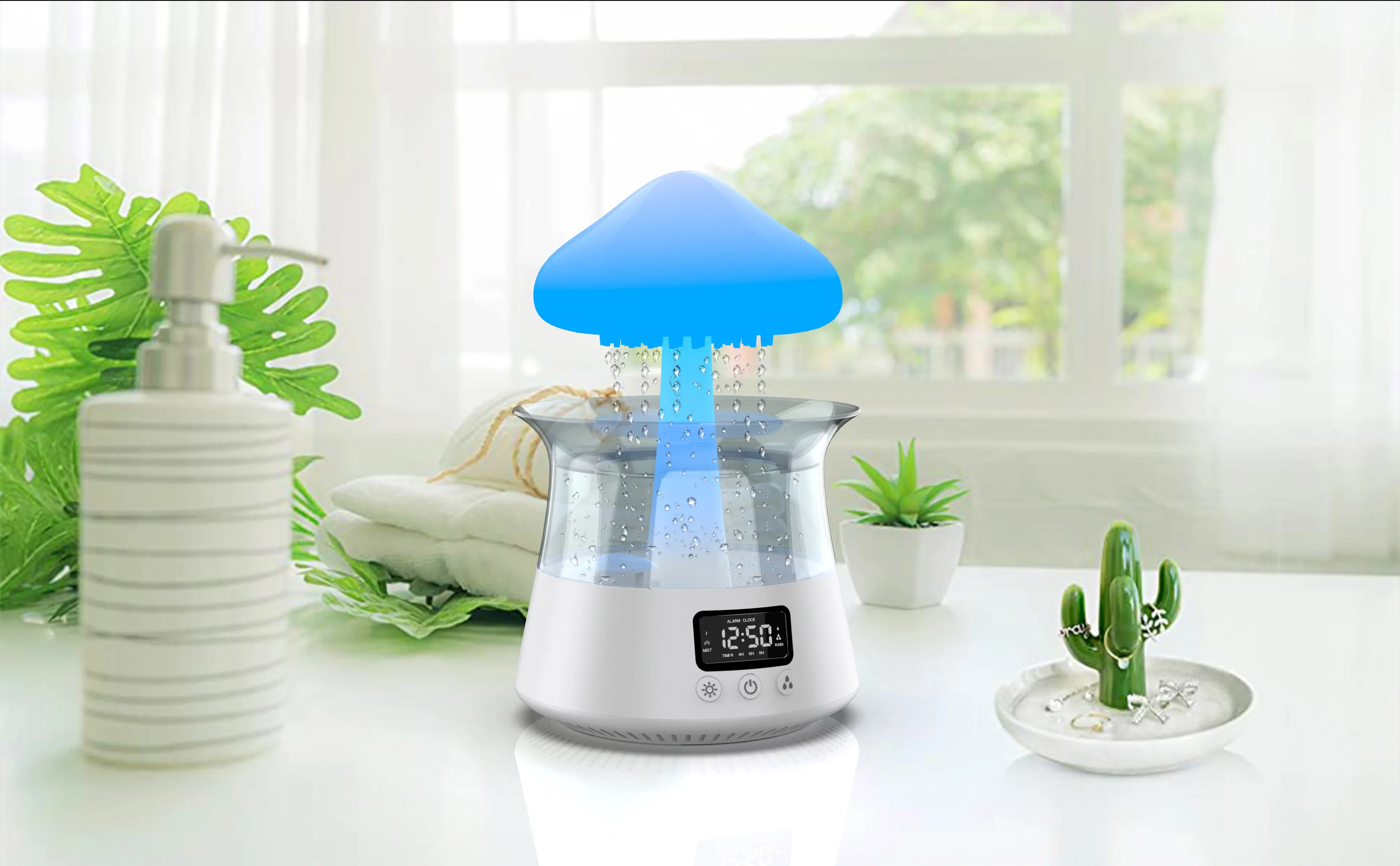 Meditation Alarm Clock Magic Raindrop Sound Night Light Scent Oil ...