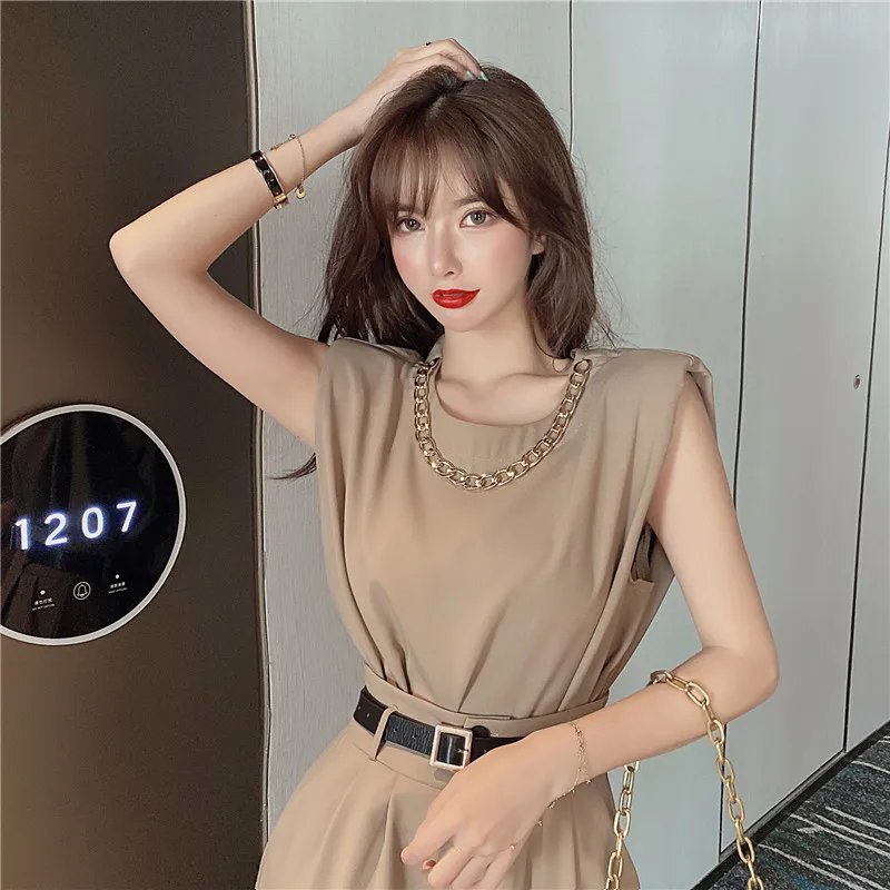 Women's 2 Piece Suit 2021 Summer New Fashion Elegant Sleeveless Top ...