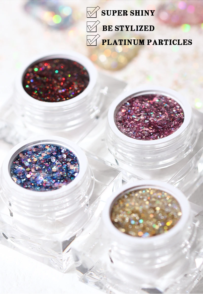 Hs 4 Colors Shiny Platinum Glitter Nail Gel Polish Oem Private Label ...