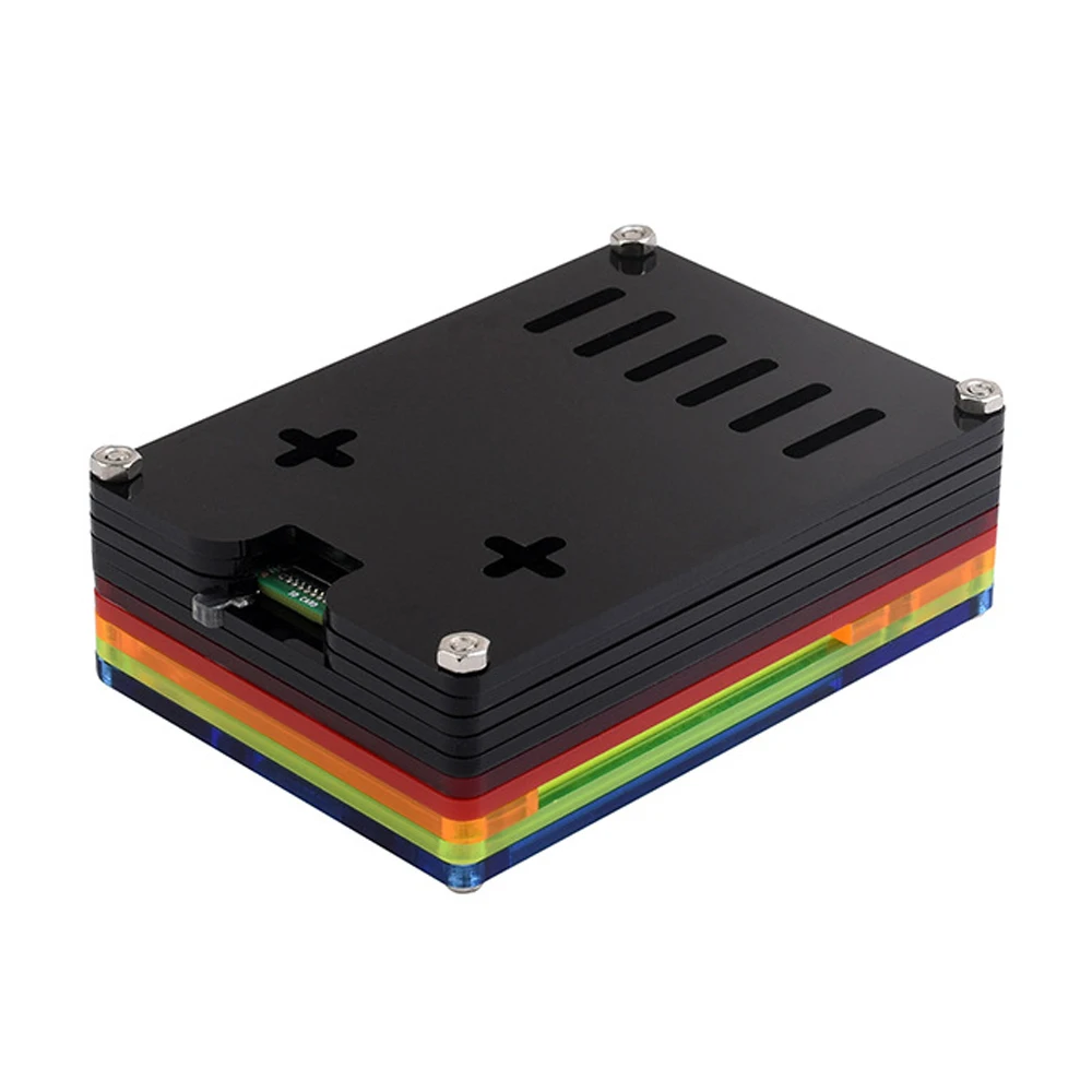 Raspberry Pi 5 Rainbow Color Acrylic Case with Cooling Fan and Active ...