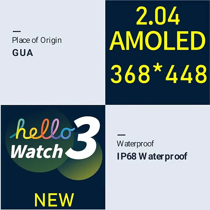 Amoled Series 8 Hello Watch 3 Smartwatch 2.04" Screen Wireless Charger ...