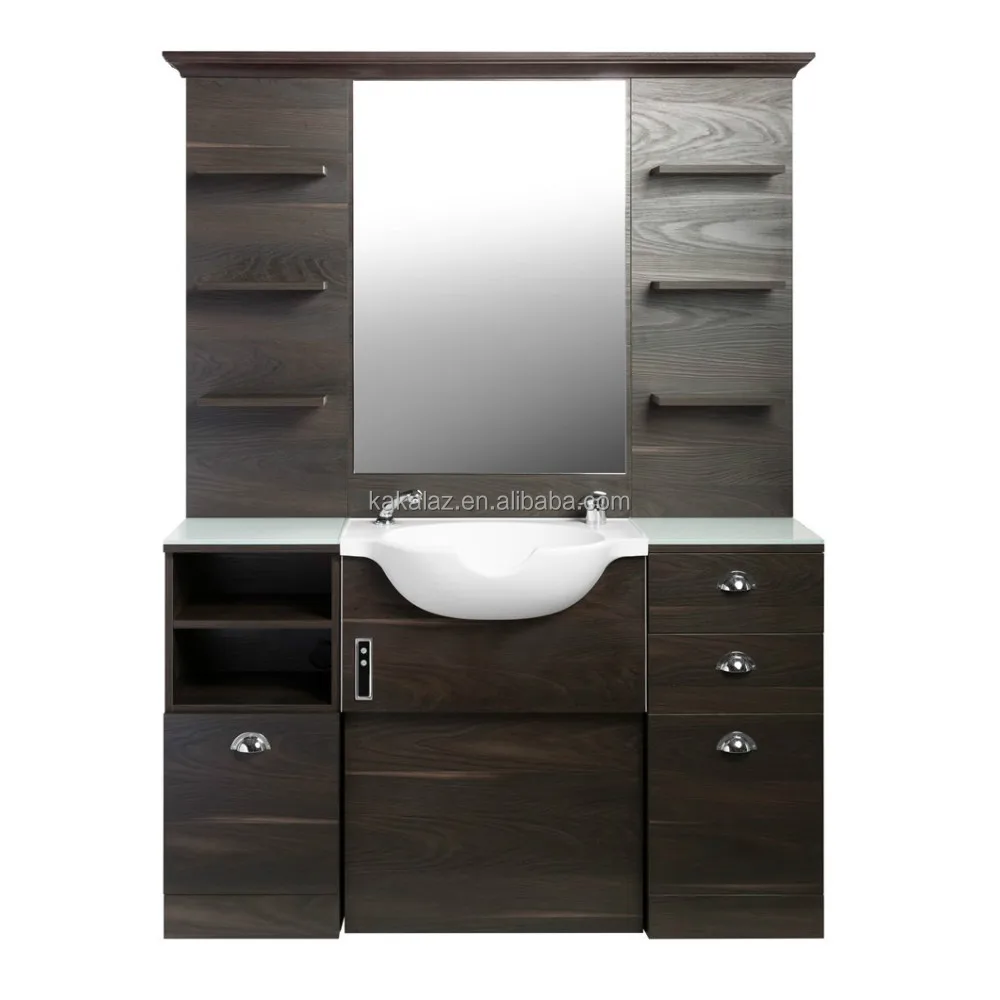 Retro Barber Vanity Mirror Table With Wash Basin Convenient Mirror ...