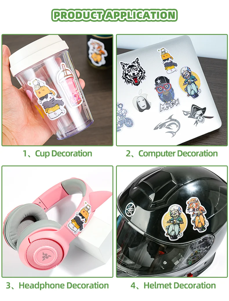 Vograce Sticker Custom Cute Kawaii Anime Waterproof Vinyl Stickers ...