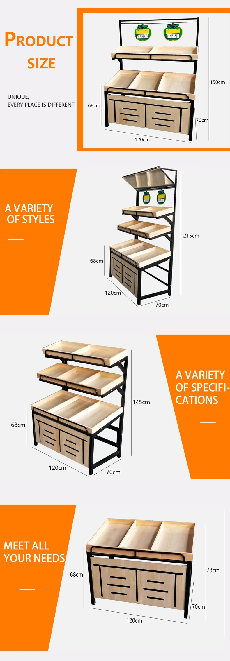 Kainice High Quality Fruit Vegetable Stand Design Steel Frame
