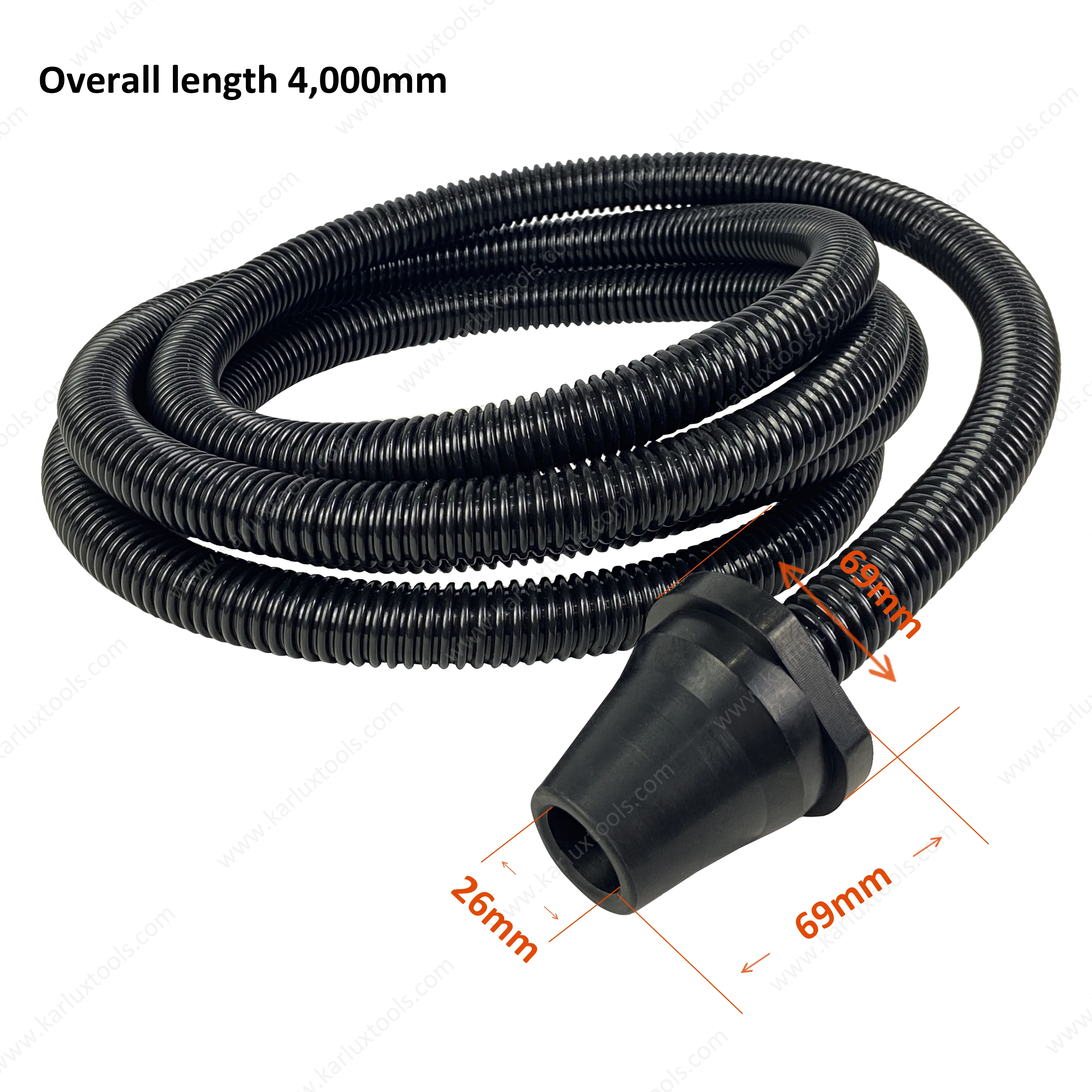 4m PVA Central Vacuum Dust Extractor Vacuum Hose 4-Meter Cone Adapter ...