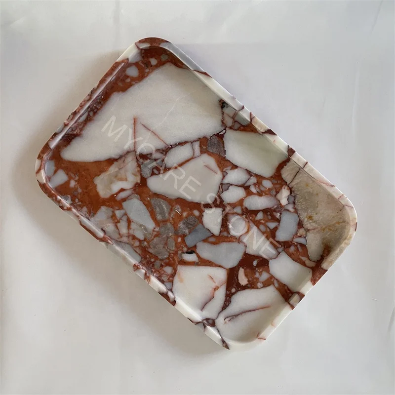 Calacatta Red Marble Trays - Elegant Home Decor Solutions