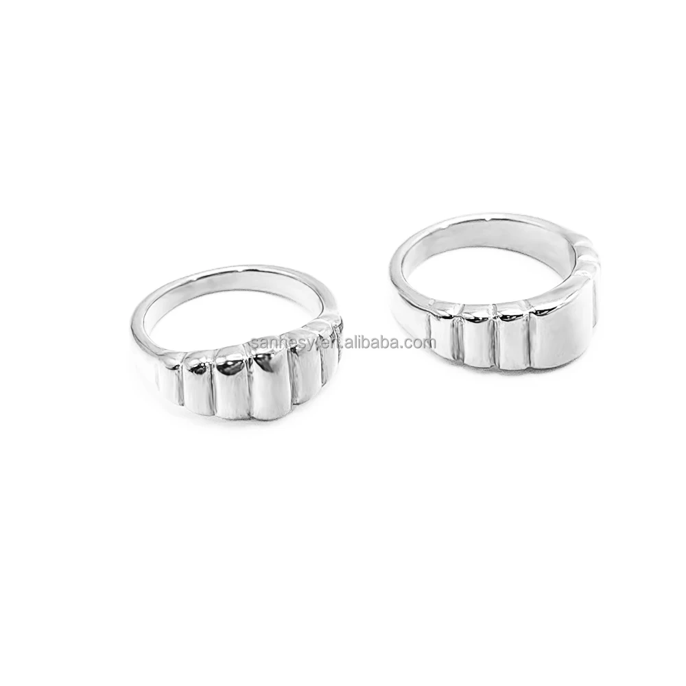 Stainless Steel 18K Gold PVD Plated 9mm Wide Grain Rings