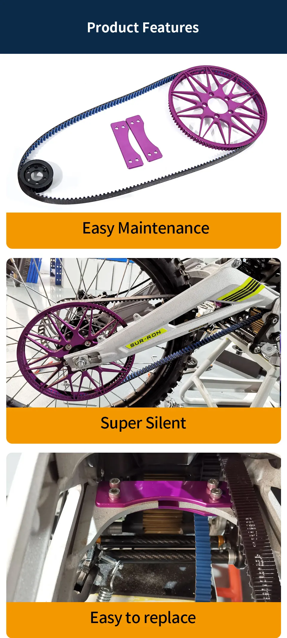 For Surron Light Bee X S Secondary Drive Rear Flat Fork Modified Belt ...