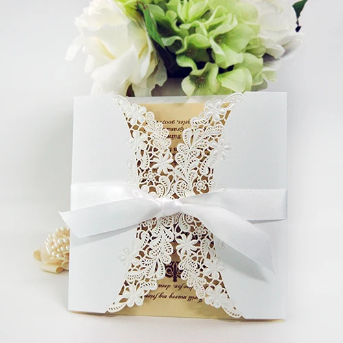 Handmade Wedding Invitation Card With Ribbon - Buy Wedding Invitation ...