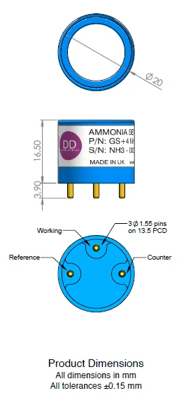 DDS NH3 Gas Sensor - Precision Electrochemical Detection