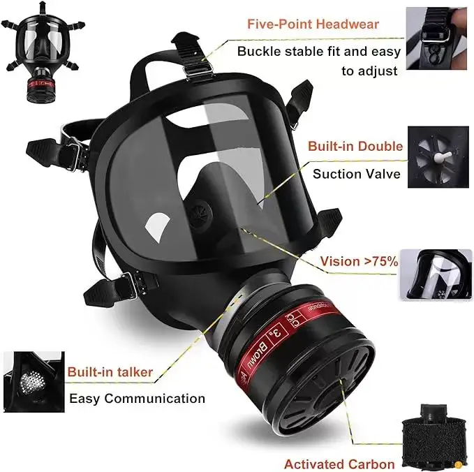 Anti Smog Industrial Gas Mask Reusable Face Mask Chemical Respirator ...