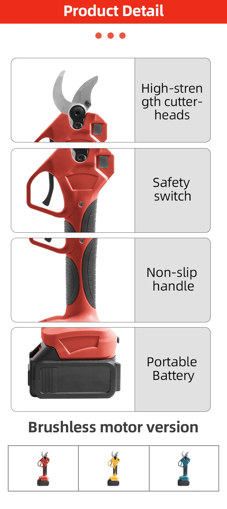 High-efficiency Cordless Electric Pruning Shears Professional Battery ...