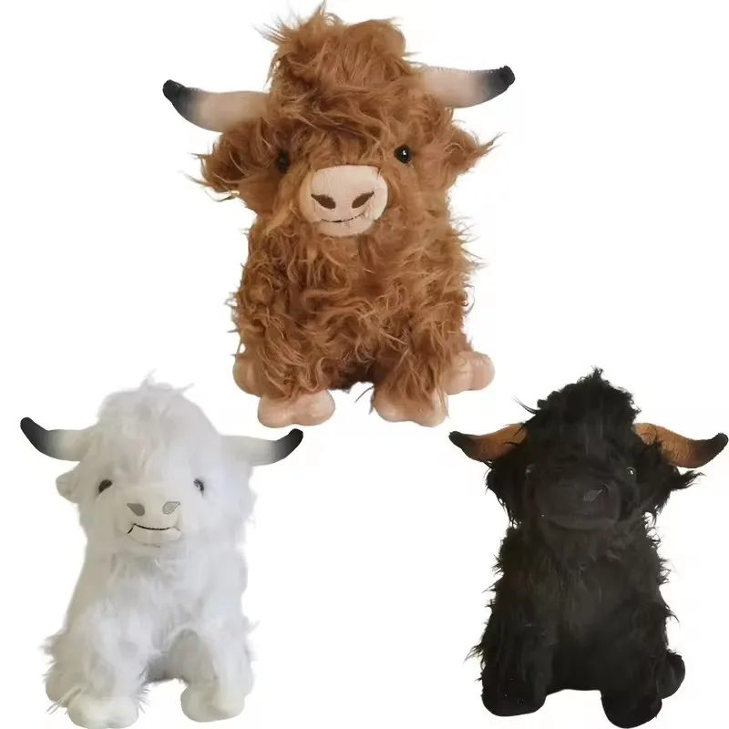 Scottish Highland Cow Plush, Cute Realistic Cow Stuffed Animals Soft ...