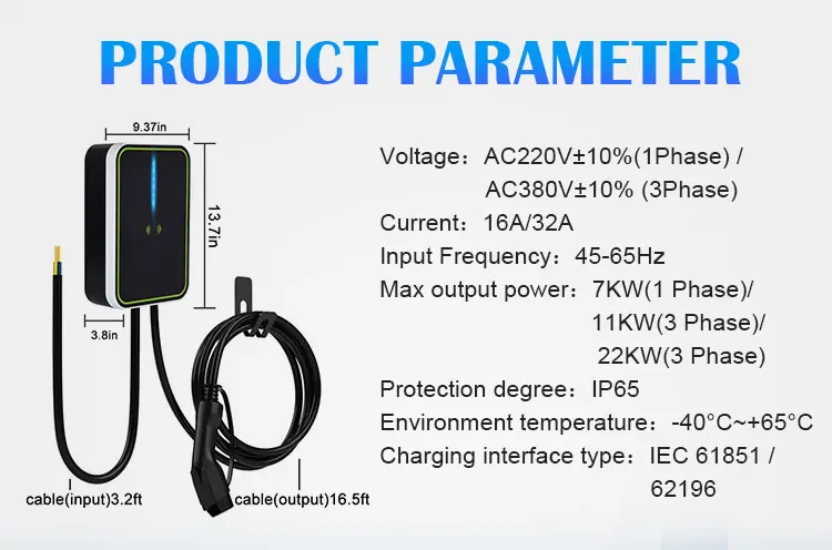 Level 2 Wallbox Fast Electric Charging Station 7kw Ev Charger Type 2 1 ...