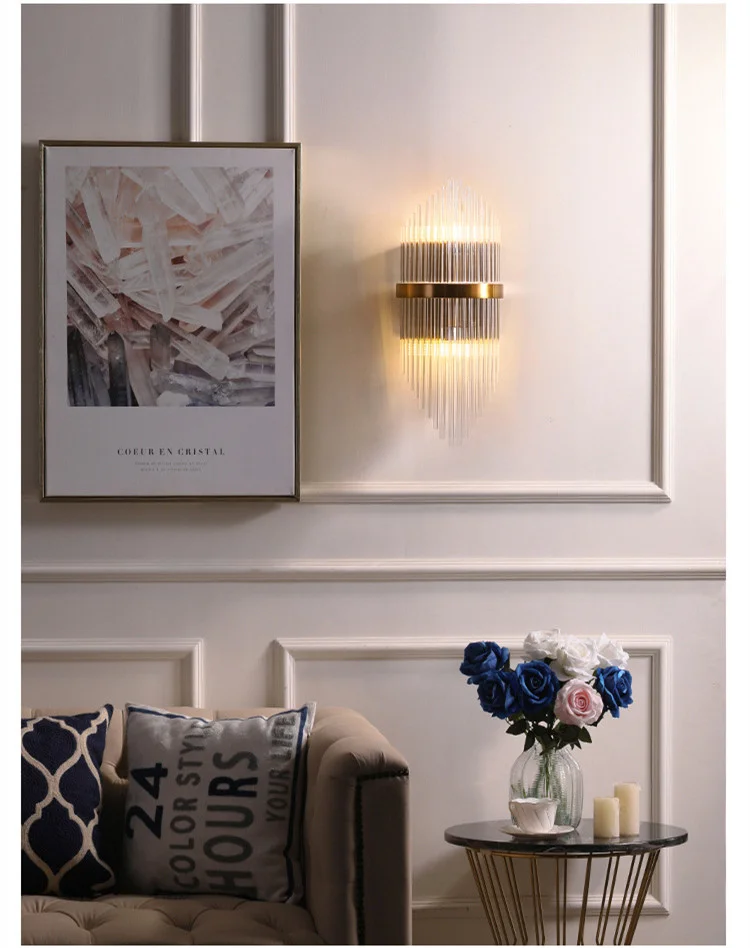 Top Indoor Wall Lamps Wall-mounted Modern Crystal Lamps Golden Luxury ...