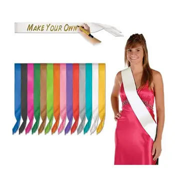 Blank Plain Sash Beauty Pageant Wedding Celebration Decoration Lady Hen ...
