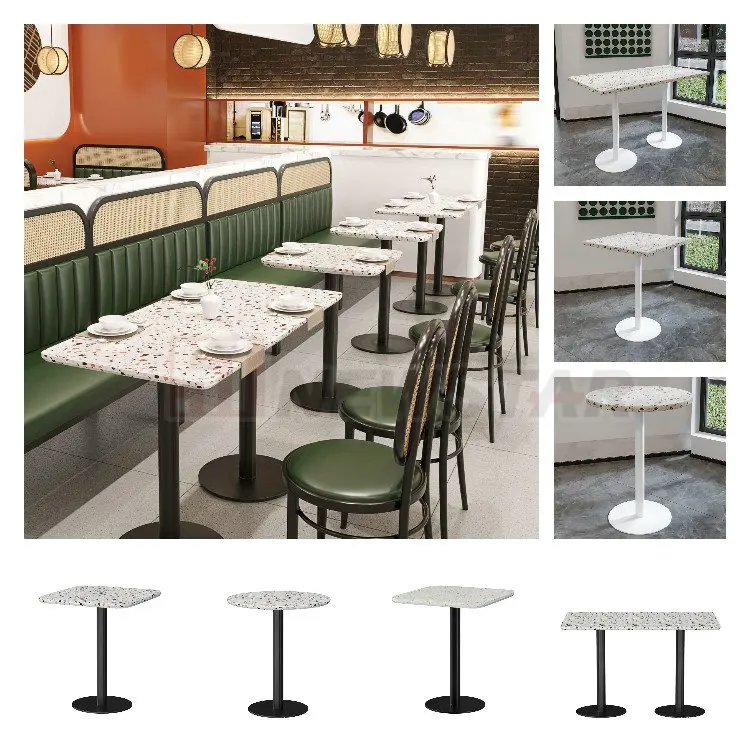 Modern Cafe Out Restaurant Dining Table - Terrazzo Stone