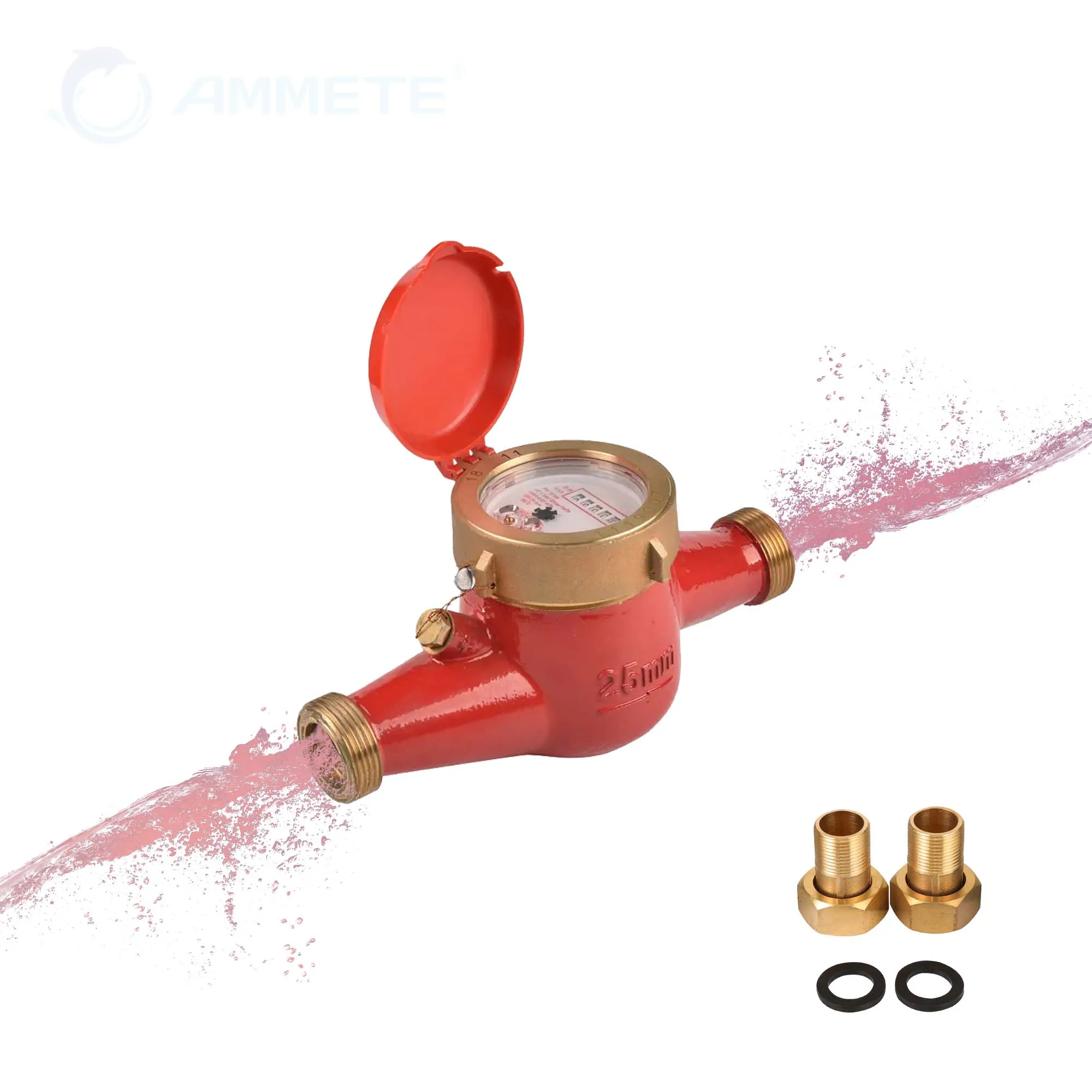 Hot Water Meter Iso4064 Multi Jet Water Meter R160 15mm Brass Water ...