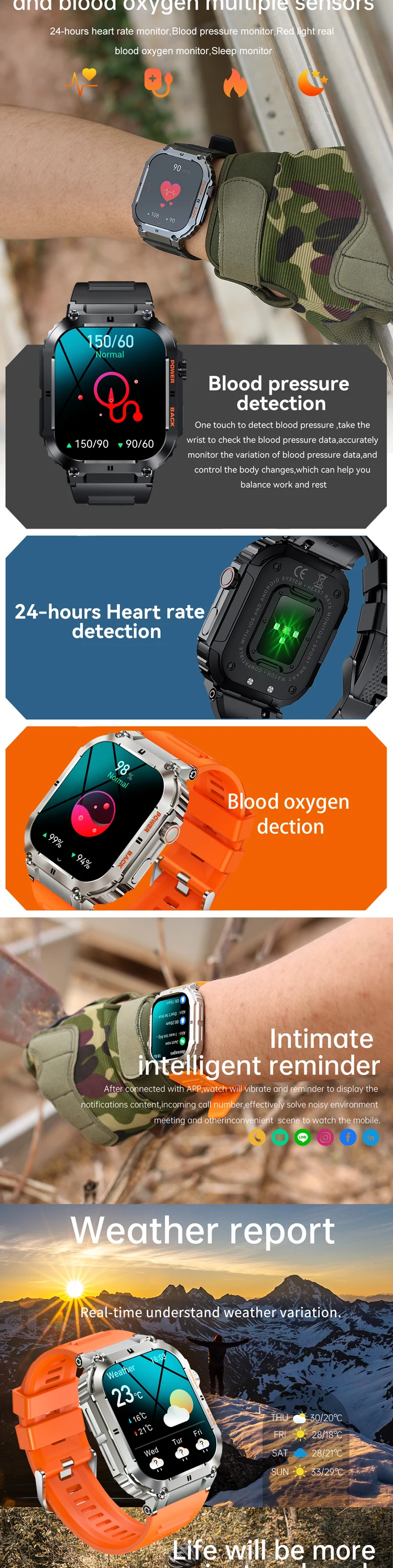 K57 Pro Men Smart Watch - Waterproof Sport Smartwatch with Heart Rate ...